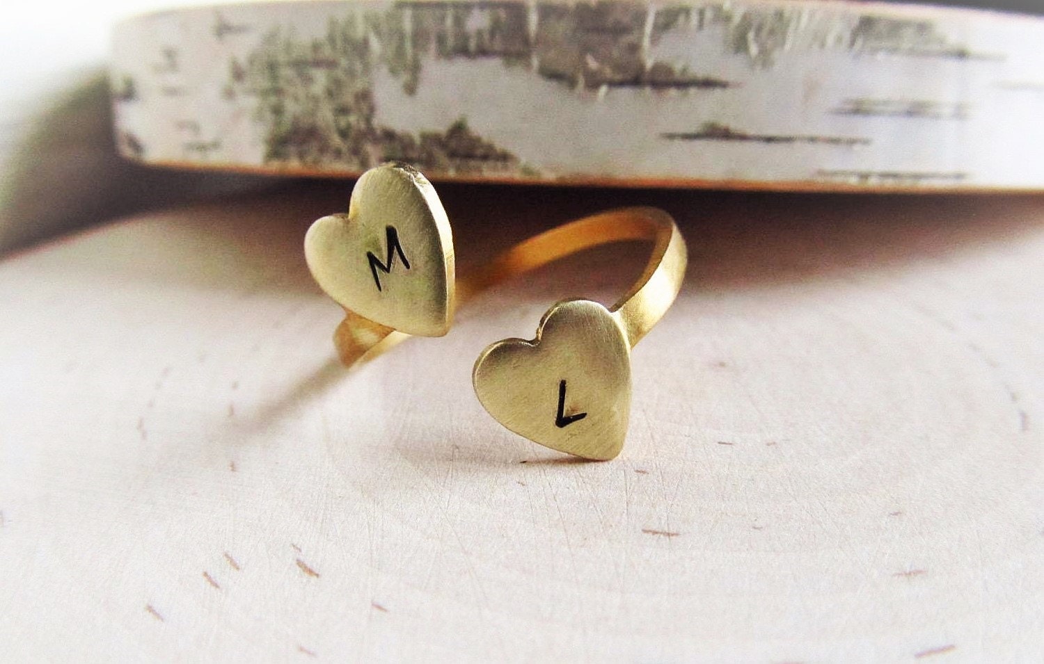 Initial Heart Ring Gold Heart Ring Valentines Day Gift - Etsy