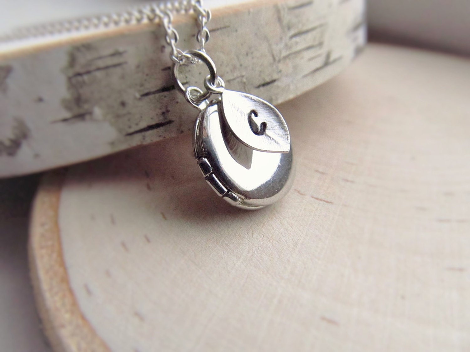 Personalized Locket Necklace Silver Locket Silver Initial - Etsy