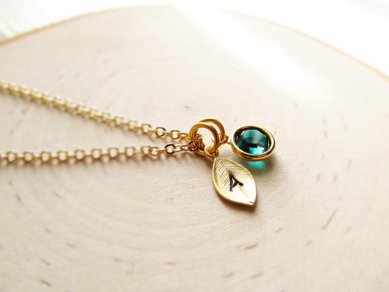 Initial Birthstone Necklace Gold Birthstone Necklace - Etsy