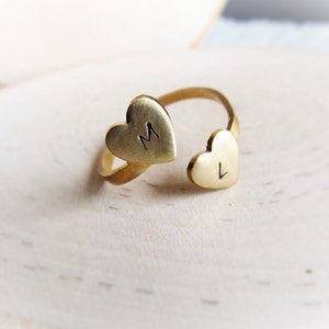 Initial Heart Ring, Gold Heart Ring, Valentines Day Gift, Couples ...