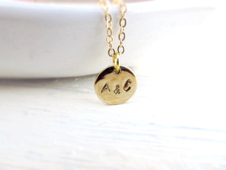 Two Initial Necklace Gold Initial Double Initial Necklace - Etsy