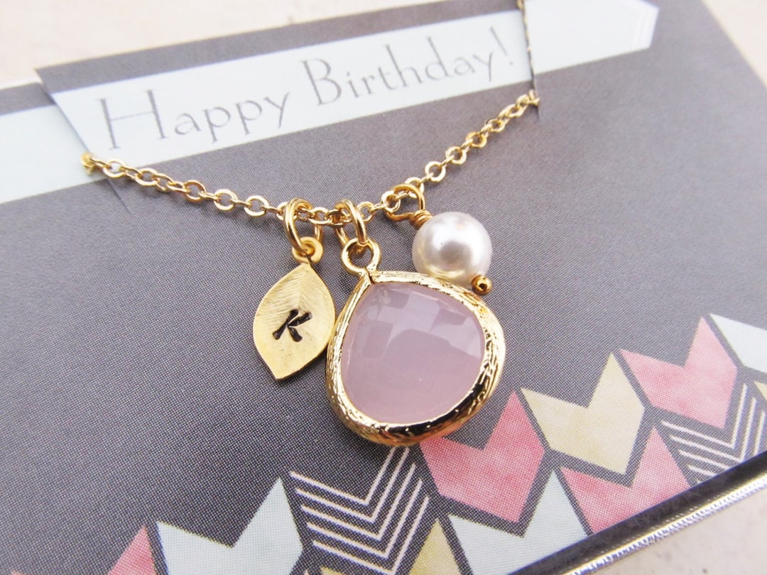 Birthday Gift for Her, Birthstone Necklace With Card, You Choose Color ...