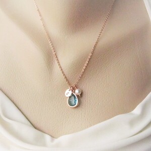 Rose Gold Aquamarine Necklace and Earrings, March Birthstone Jewelry ...