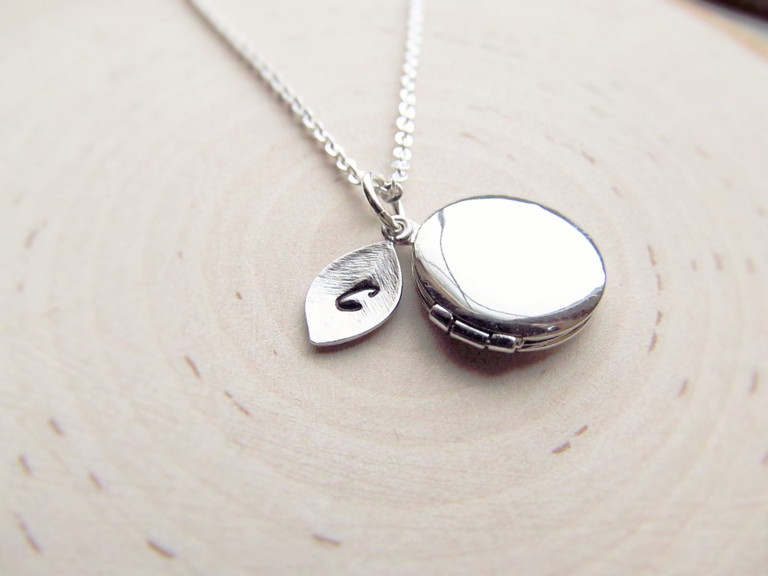 Personalized Locket Necklace Silver Locket Silver Initial - Etsy