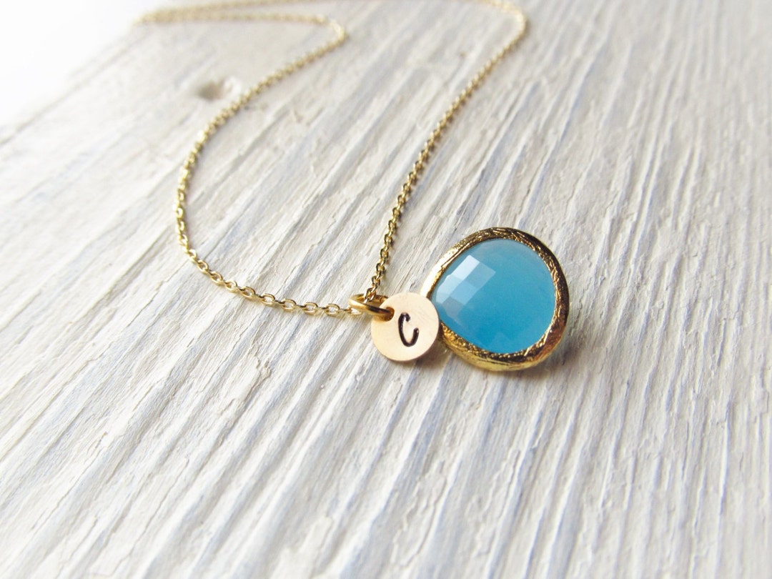 Initial Birthstone Necklace, Gold Birthstone Necklace, Gold ...