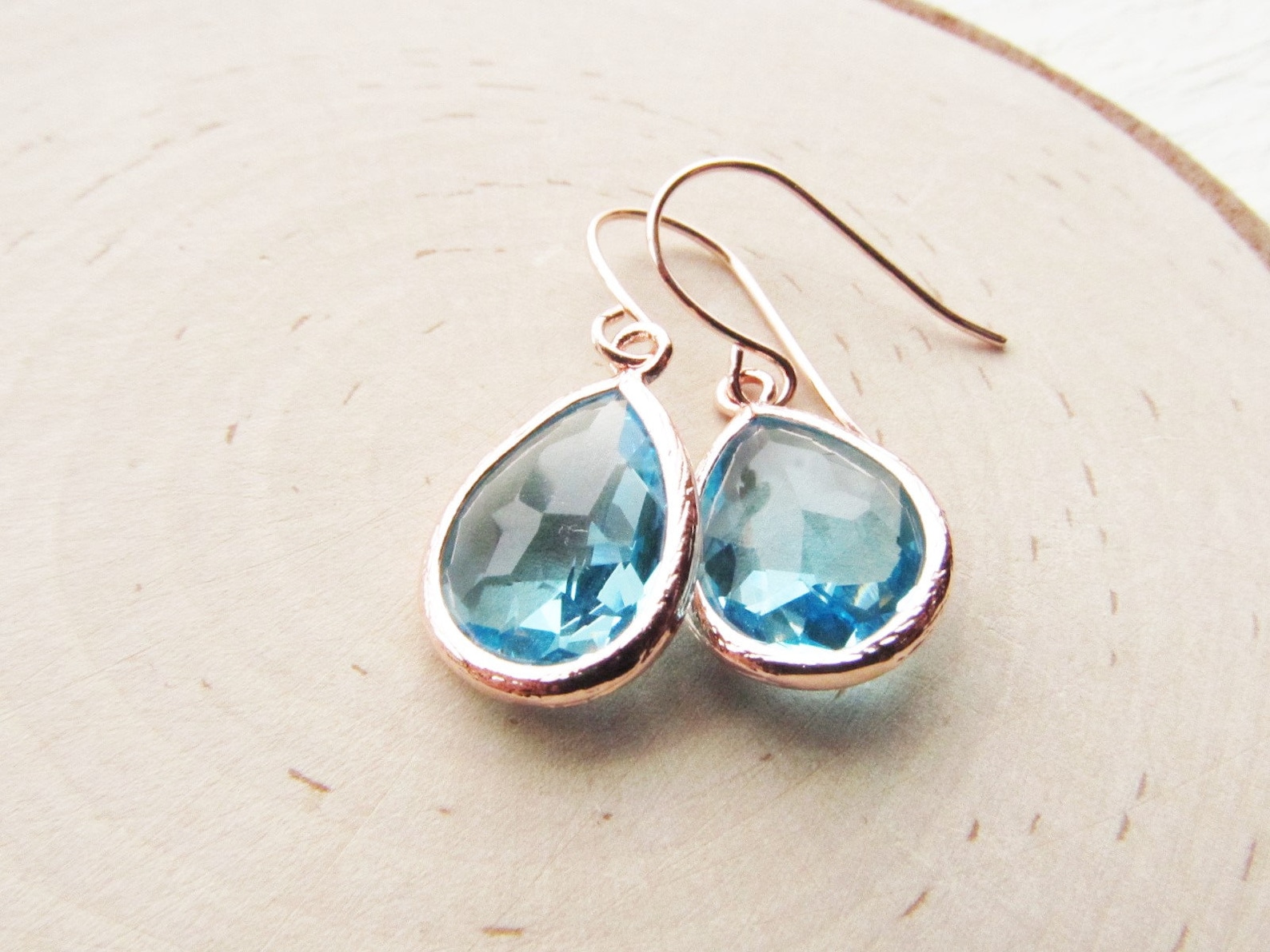 Rose Gold Aquamarine Necklace and Earrings, March Birthstone Jewelry ...