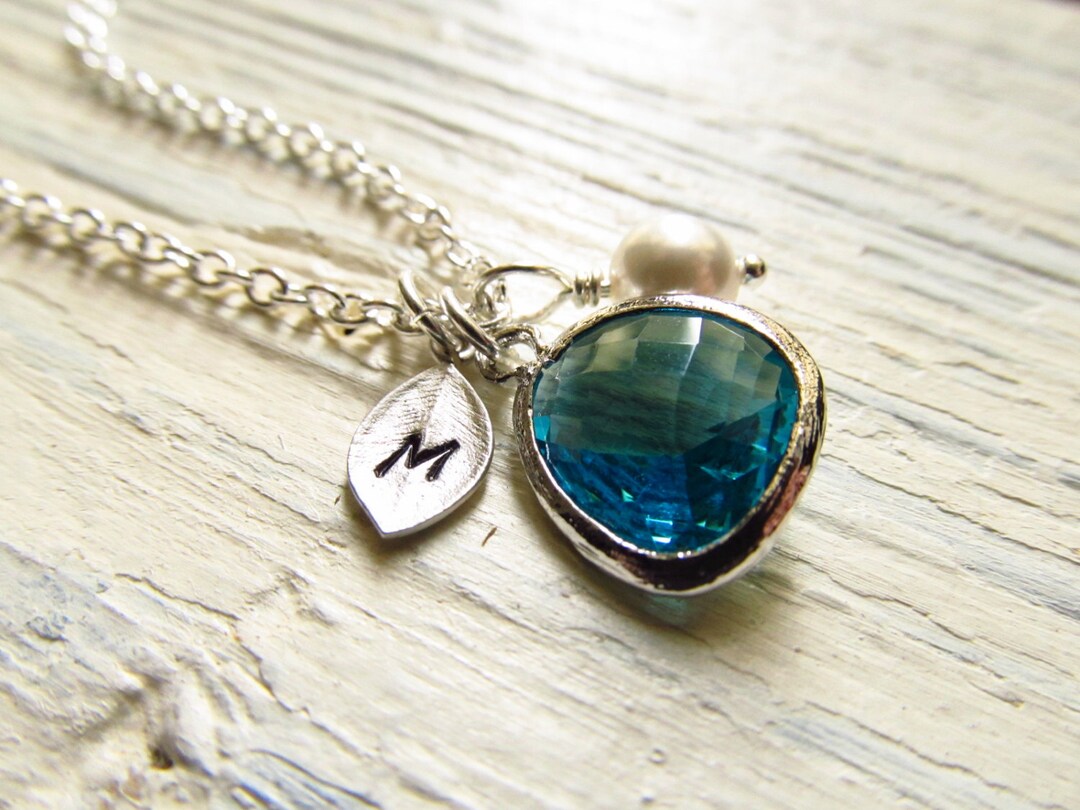 Blue Topaz Necklace, December Birthstone Necklace, Personalized ...