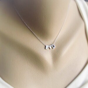 Three Initial Necklace, Silver Letter Necklace, Initial Jewelry ...