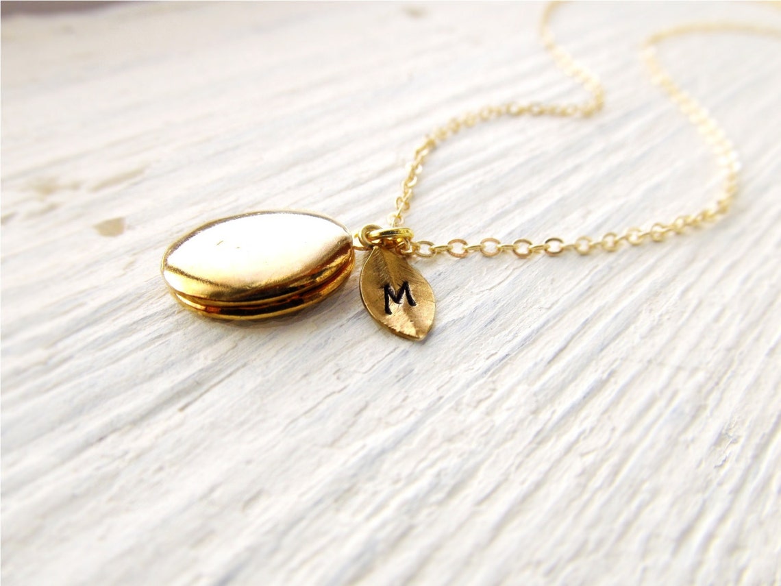Gold Locket Necklace Personalized Locket Necklace Engraved - Etsy