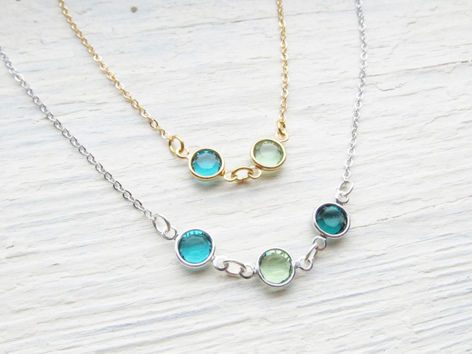 Custom Birthstone Necklace in Gold or Silver Personalized - Etsy