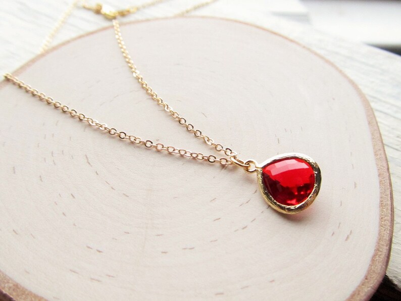 Garnet Pendant Gold January Necklace Red Birthstone for - Etsy