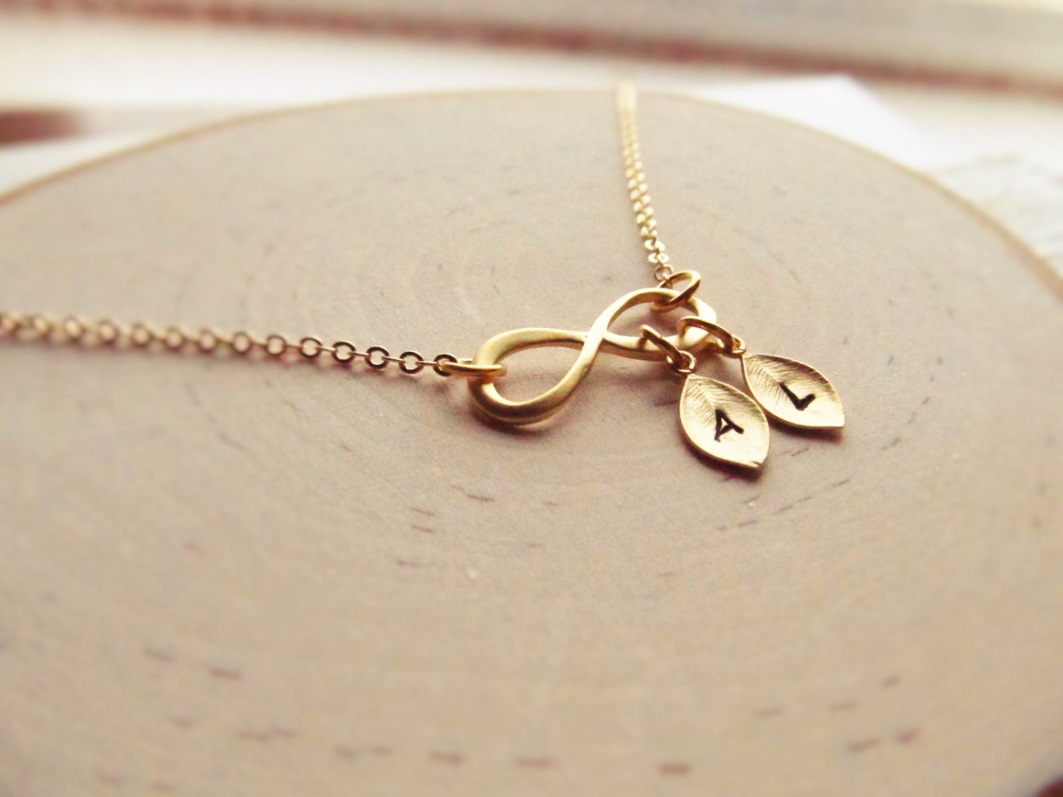 Gold Infinity Necklace With Initial Charms Personalized - Etsy