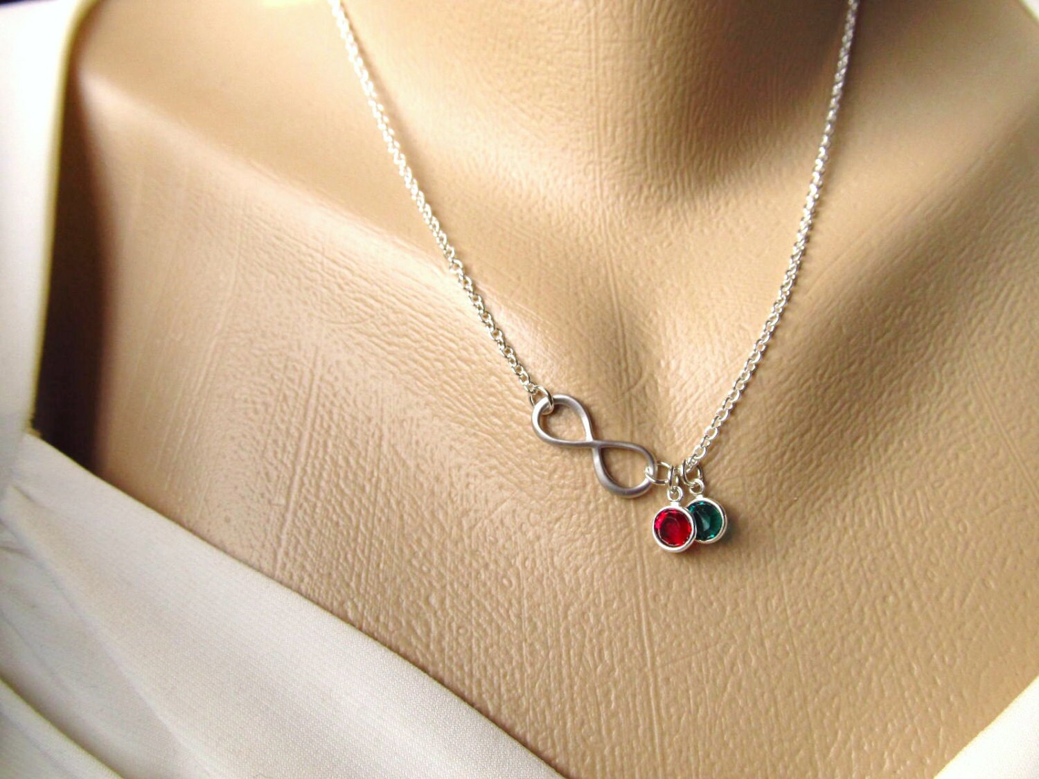 Personalized Infinity Necklace Birthstone Necklace Mom - Etsy