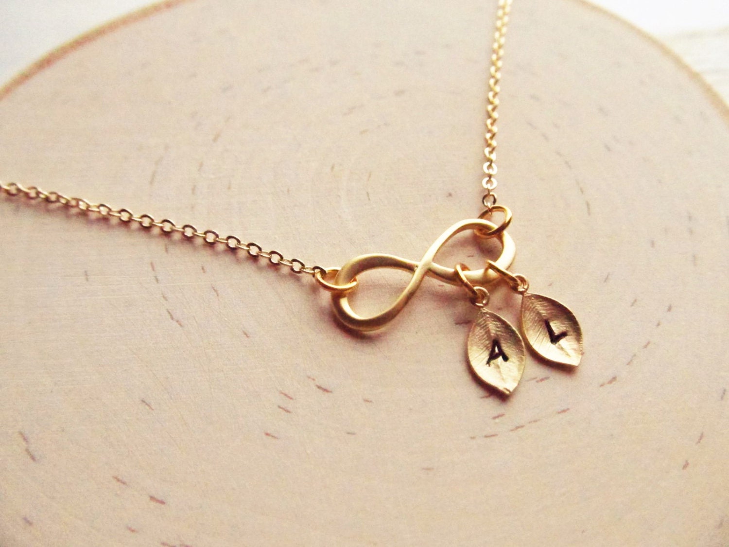 Gold Infinity Necklace With Initial Charms Personalized - Etsy