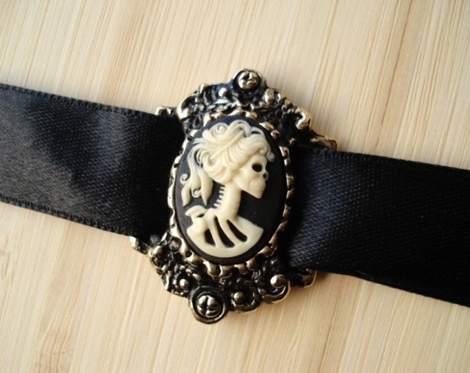 Skeleton Choker Skull Cameo Halloween Necklace Costume - Etsy