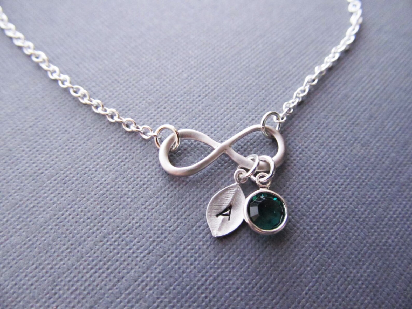 Infinity Necklace With Initial and Birthstone Birthstone - Etsy
