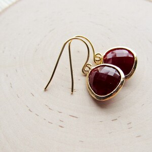 Garnet Earrings, Gold January Birthstone Earrings, Dangle Earrings ...