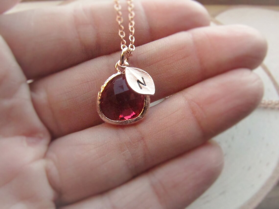 Rose Gold Ruby Necklace July Birthday Gifts for Her | Etsy