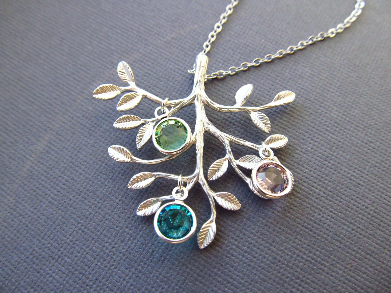 Family Tree Necklace Birthstone Personalized Mom Jewelry | Etsy