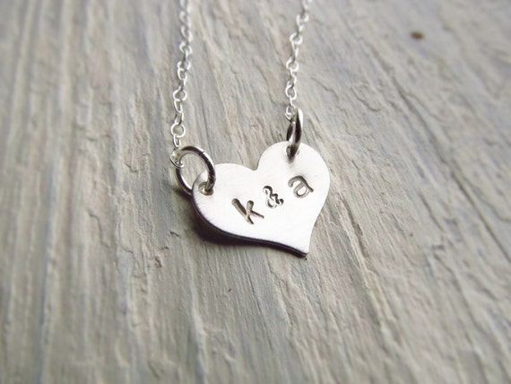 Personalized Heart Necklace Sterling Silver Two Initial Heart Romantic Jewelry for Anniversary Gift Valentine Jewelry You Me Necklace Etsy