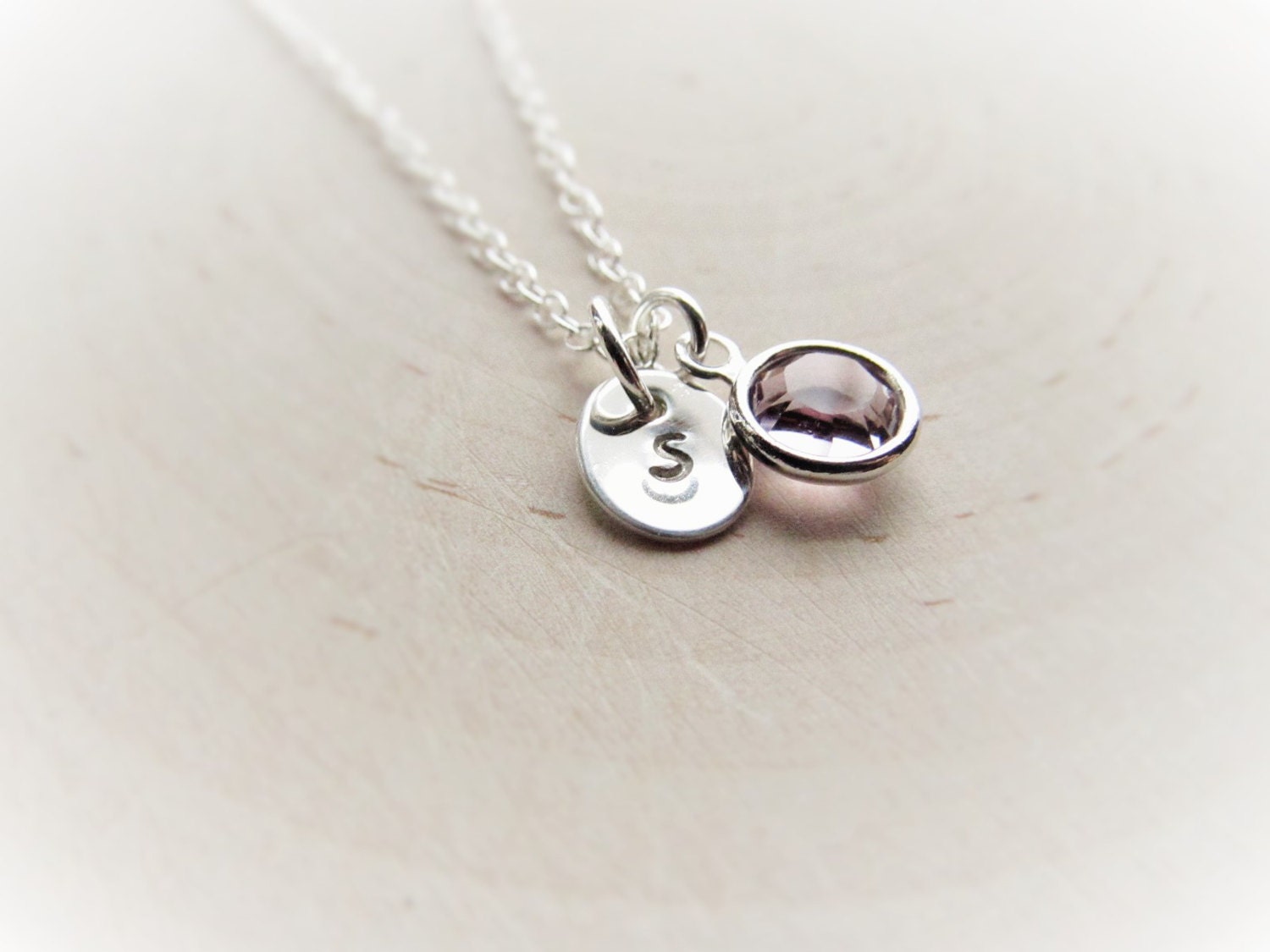 Tiny Necklace in Sterling Silver Small Initial Necklace With | Etsy