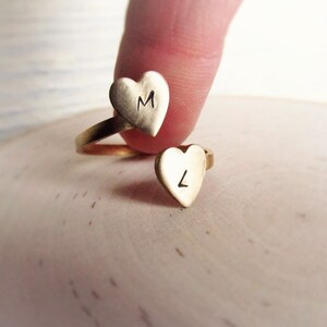 Initial Heart Ring, Gold Heart Ring, Valentines Day Gift, Couples ...