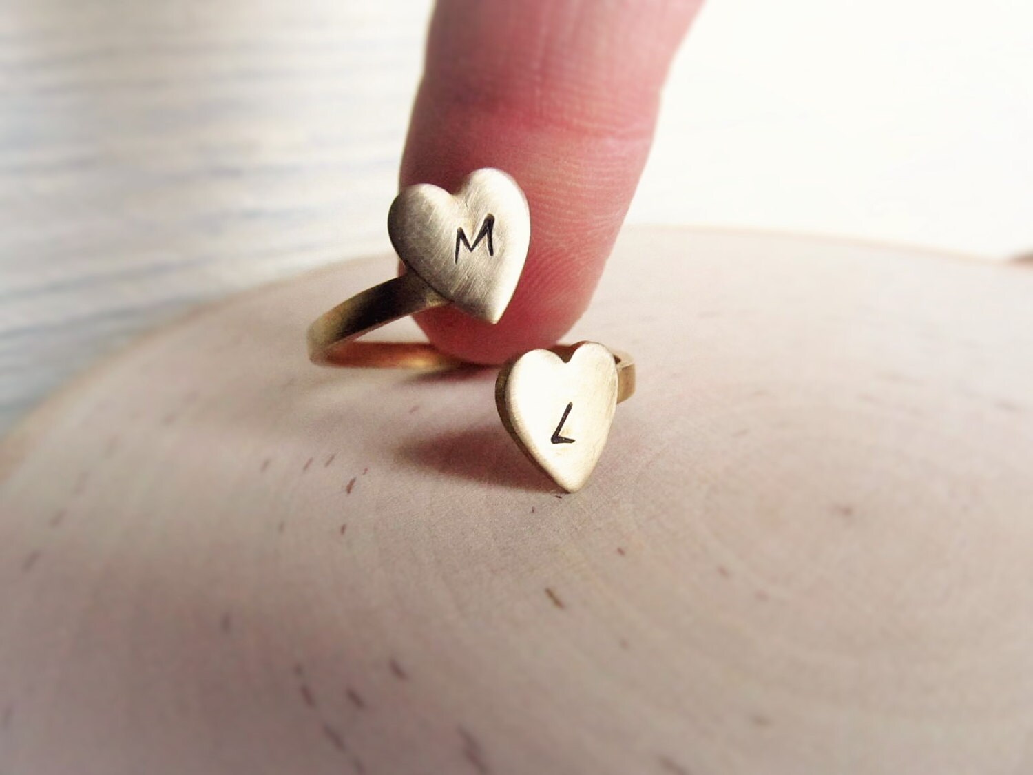 Initial Heart Ring Gold Heart Ring Valentines Day Gift - Etsy