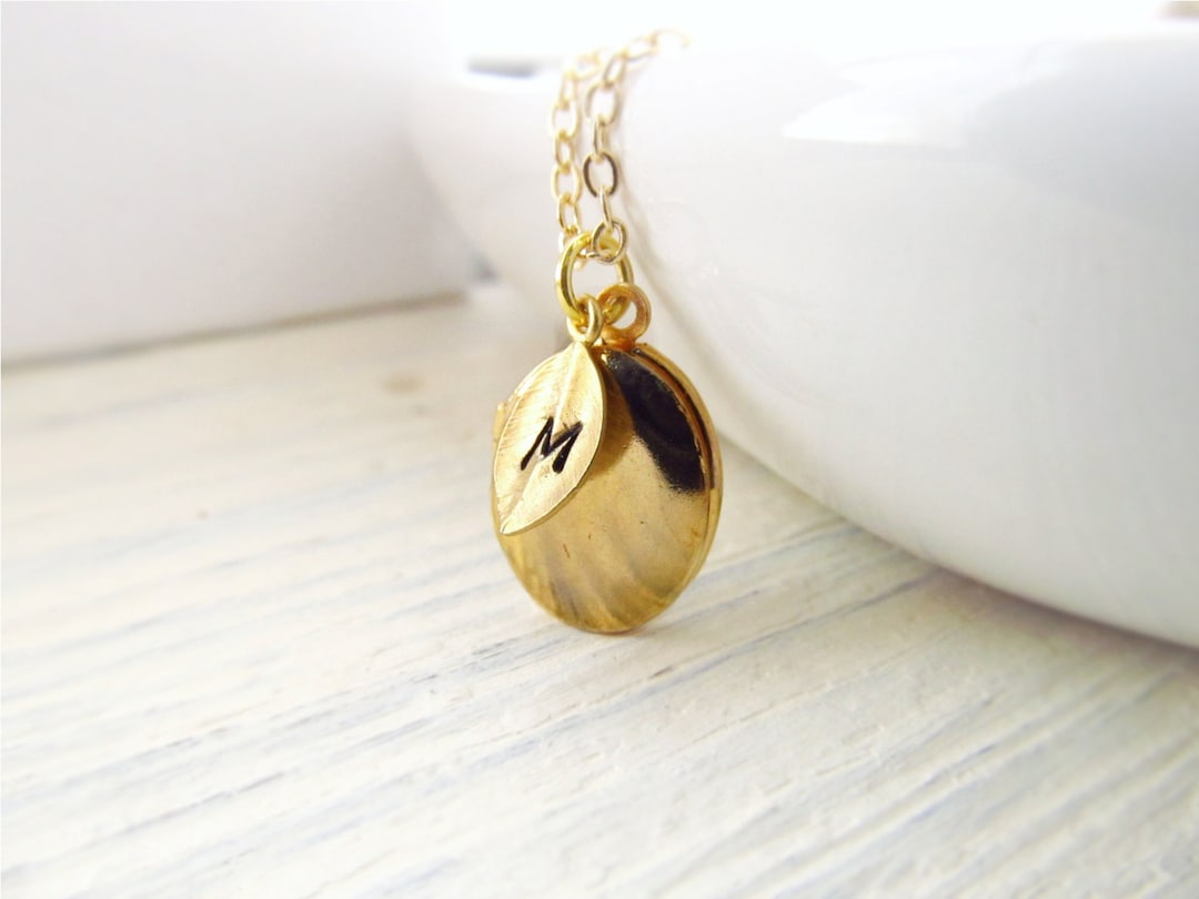 Gold Locket Necklace, Personalized Locket Necklace, Engraved Jewelry ...
