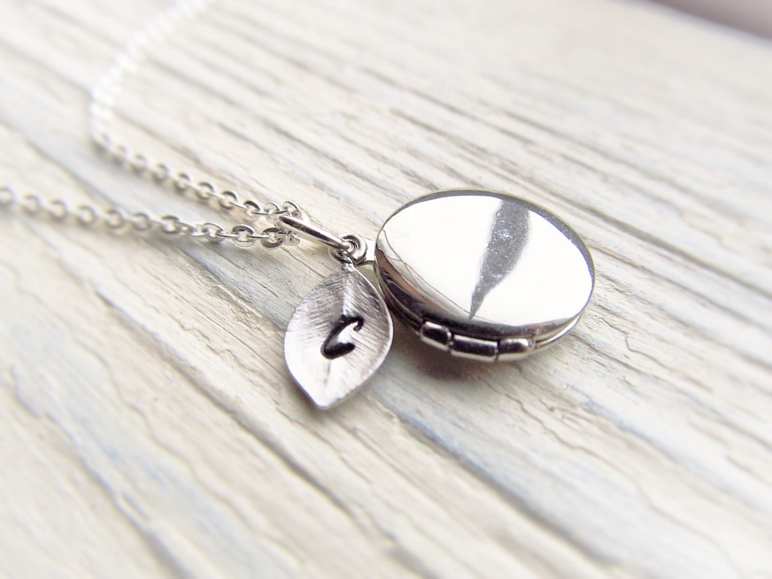 Personalized Locket Necklace, Silver Locket, Silver Initial Necklace ...