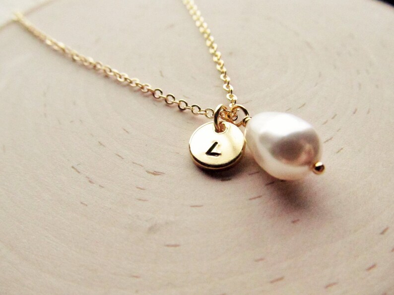 Initial and Pearl Necklace Gold Personalized Pearl Jewelry | Etsy