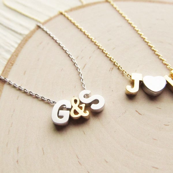 Two Initial Necklace - Etsy