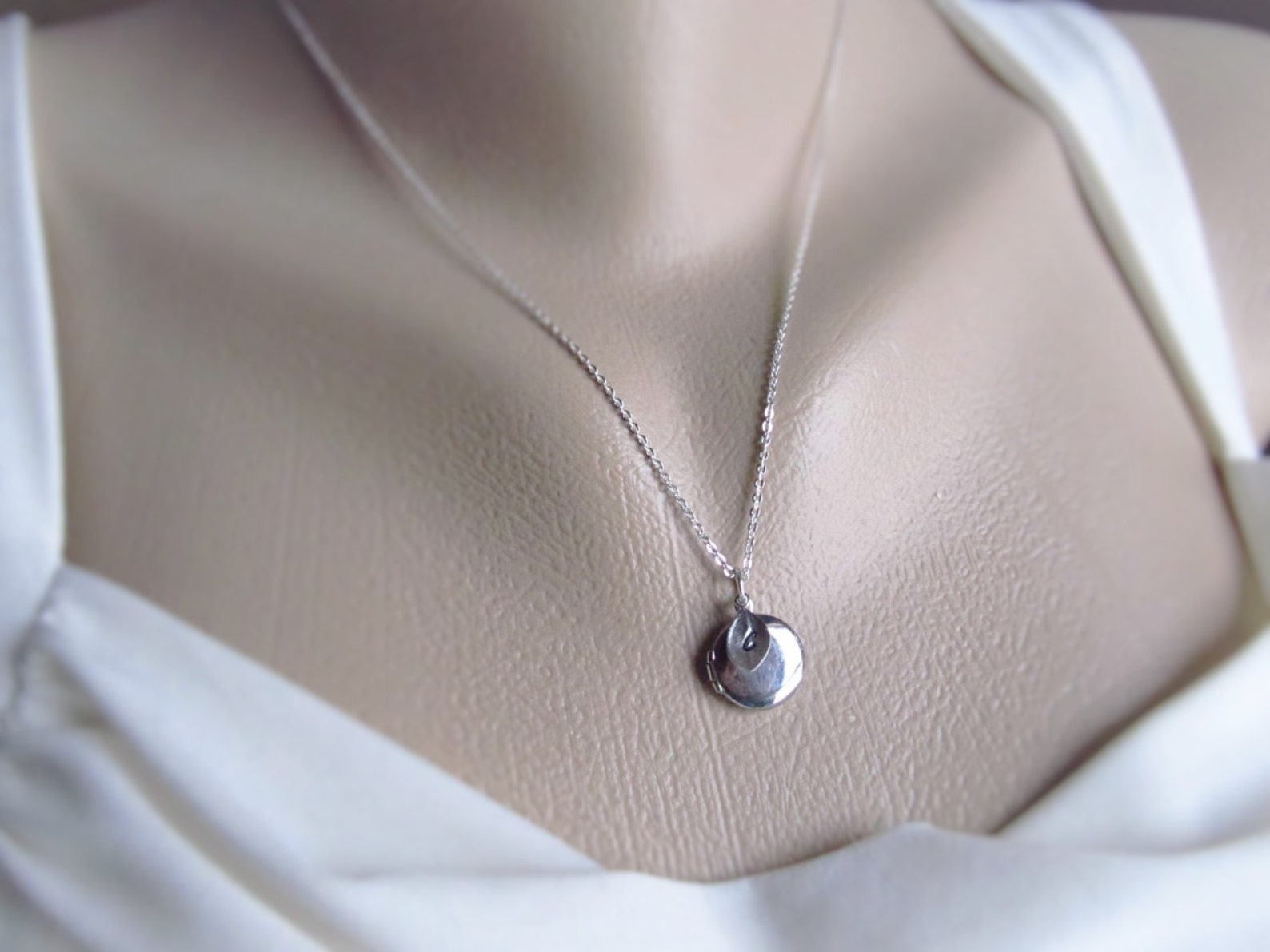 Personalized Locket Necklace Silver Locket Silver Initial - Etsy