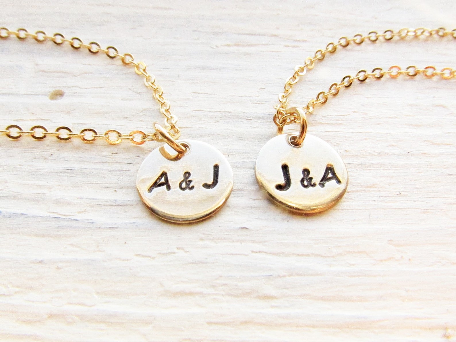 Couples Necklace Set, Two Initial Necklaces, Initials Jewelry for Him ...