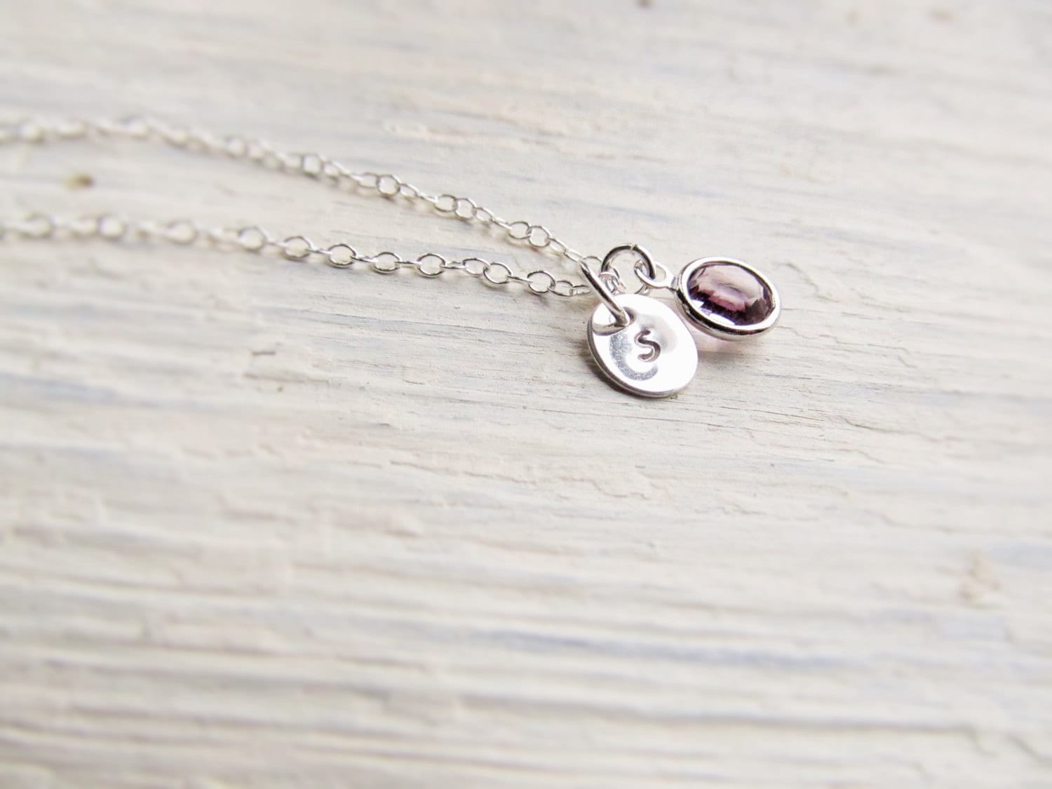 Tiny Necklace in Sterling Silver Small Initial Necklace With | Etsy