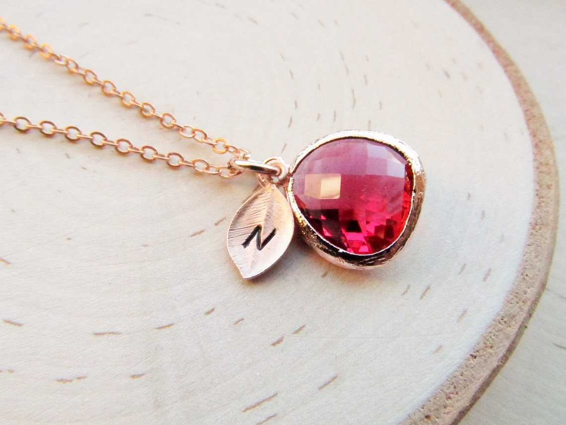 Rose Gold Ruby Necklace July Birthday Gifts for Her | Etsy
