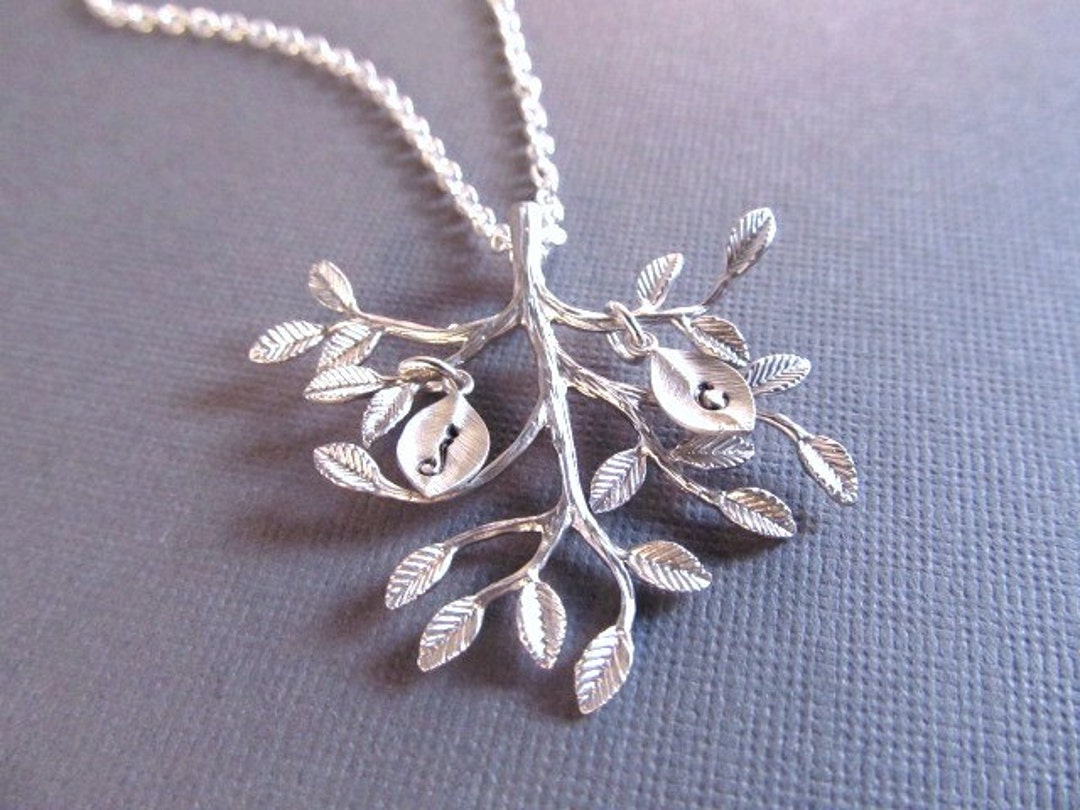 Personalized Family Necklace, Silver Pendant Necklace With Initial ...
