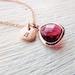 July Birthstone Gifts, Rose Gold Ruby Necklace With Disc Initial Charm ...