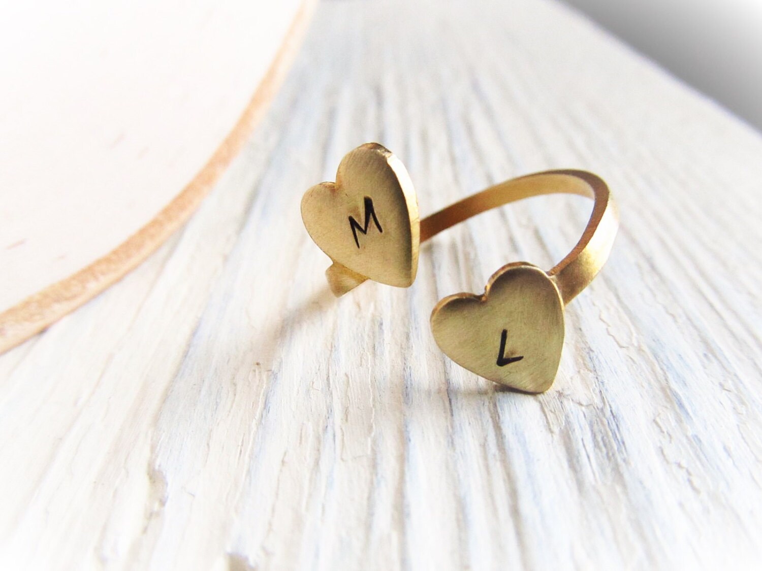 Initial Heart Ring Gold Heart Ring Valentines Day Gift - Etsy