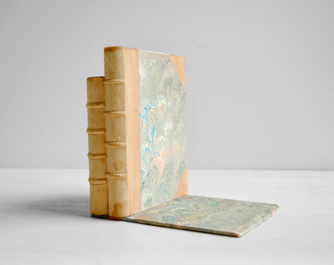 Vintage Leather and Marbled Paper Book Shaped Bookend - Etsy