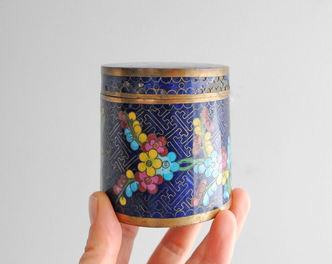 Vintage Chinese Cloisonne Box in Enamel and Brass With a Flower Design ...