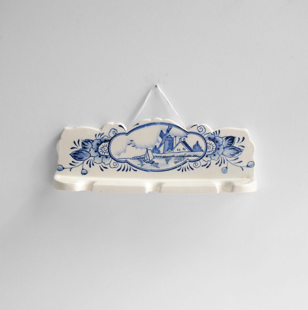 Vintage Delft Style Spoon Holder Rack - Etsy