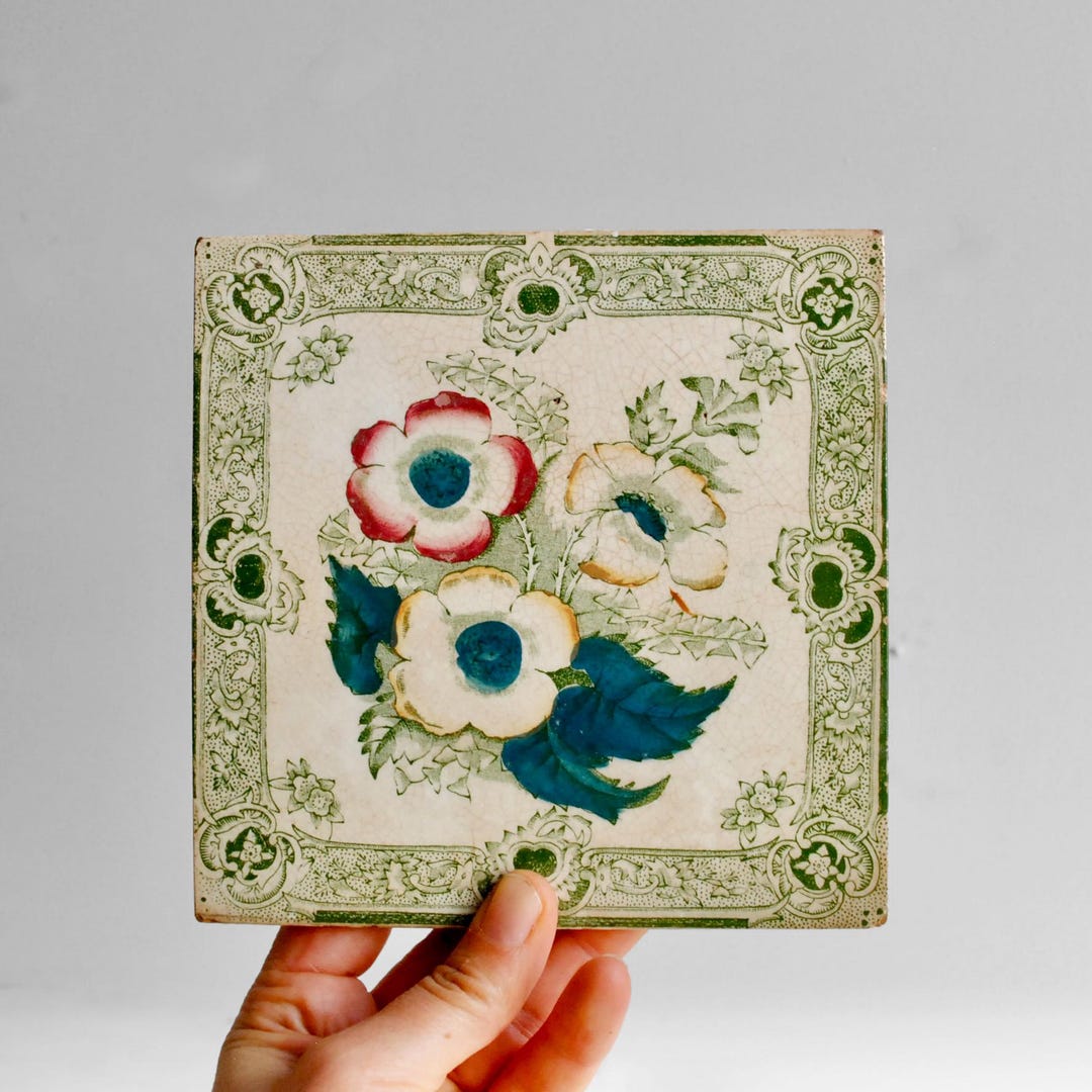 Antique Victorian Floral Tile by T & R Boote Circa 1890-1910 - Etsy