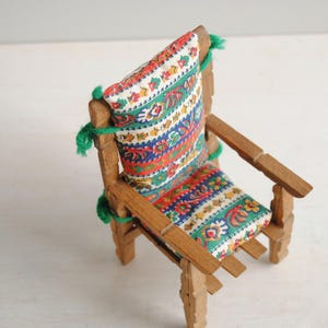 Vintage Miniature Chair Made of Clothespins, Tiny Folk Art Handmade ...