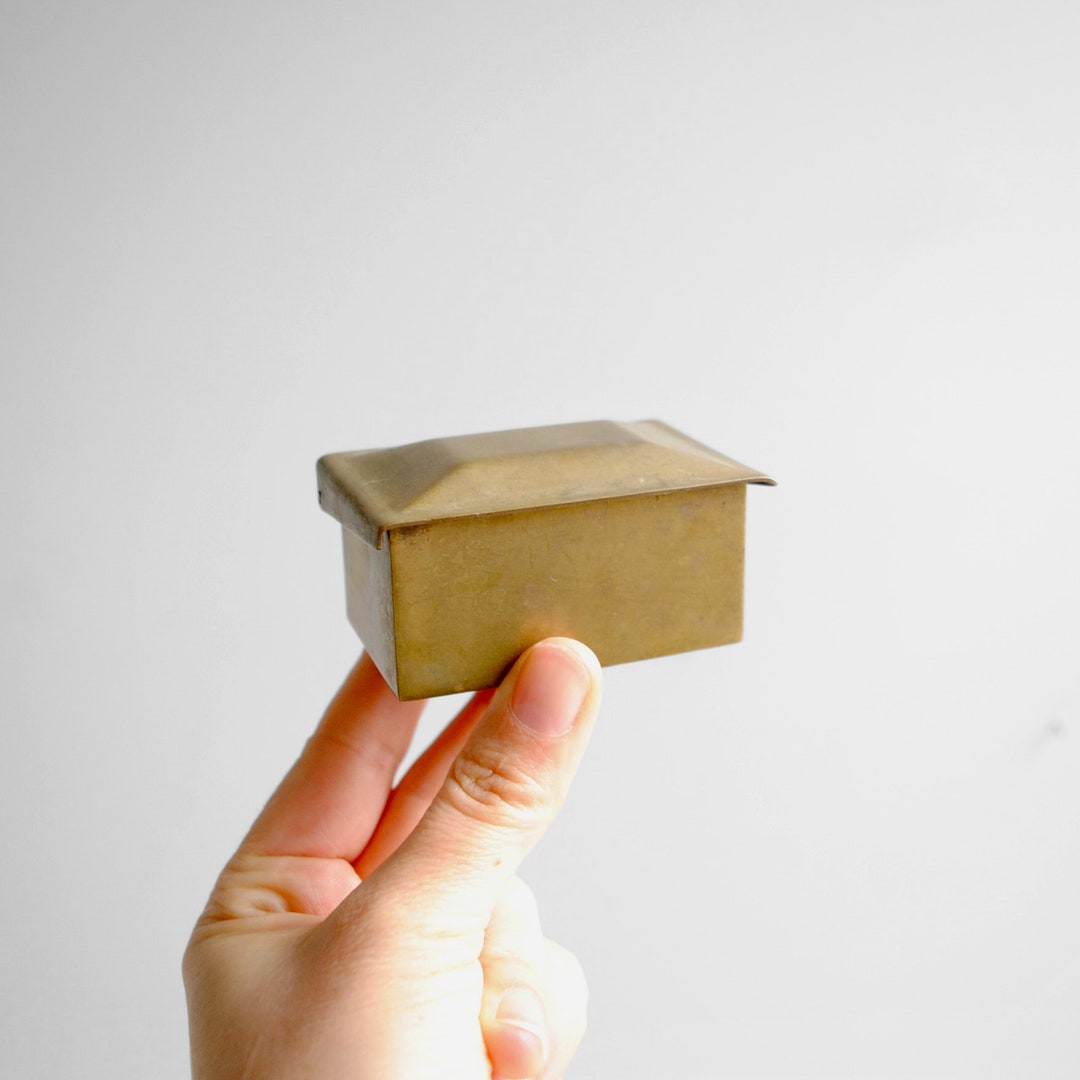 Vintage Brass Stamp Box, Tiny Brass Box With Hinged Lid - Etsy