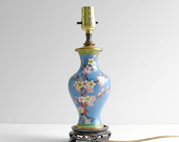 Vintage Cloisonné Table Lamp With Bird and Cherry Blossoms - Etsy