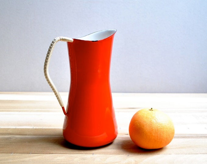 Mid Century Modern Enamel Pitcher - Etsy