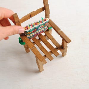 Vintage Miniature Chair Made of Clothespins, Tiny Folk Art Handmade ...