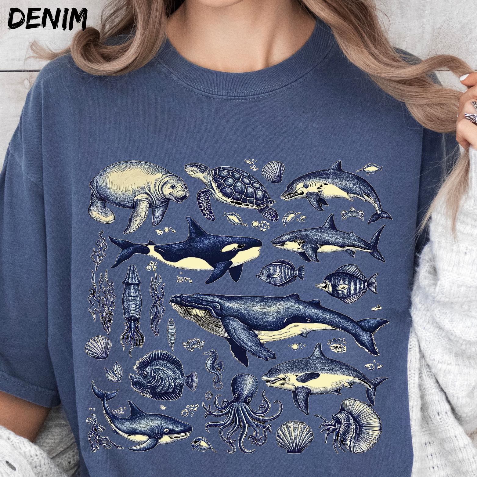 Sea Animals 90s Retro Comfort Colors® Shirt,ocean Nature Shirt,coastal ...