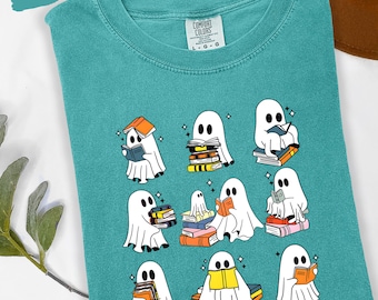 Comfort Colors Ghost Reading Books Shirt: Halloween Librarian Tee - Etsy