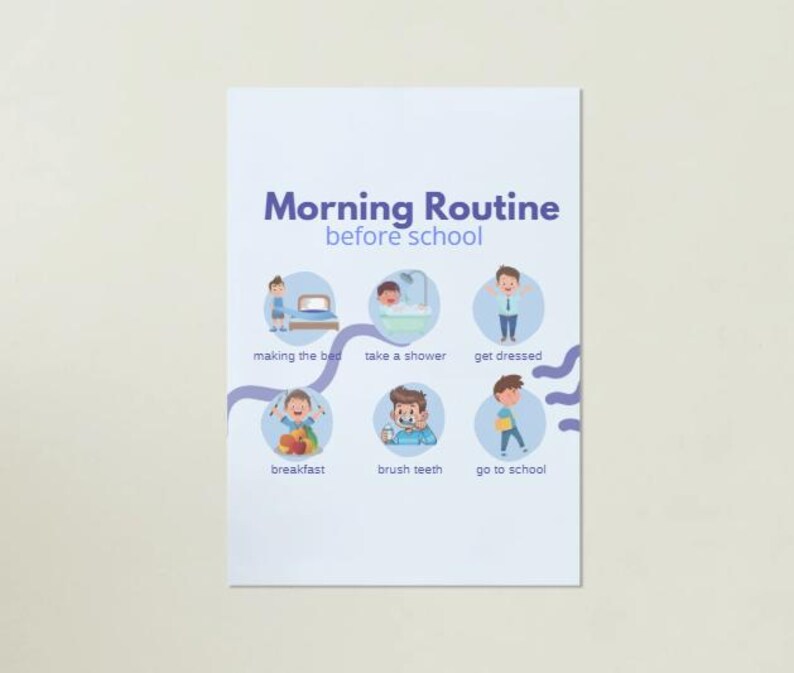 Morning Routine Visual Schedule for Kids Printable Daily Routine Chart ...